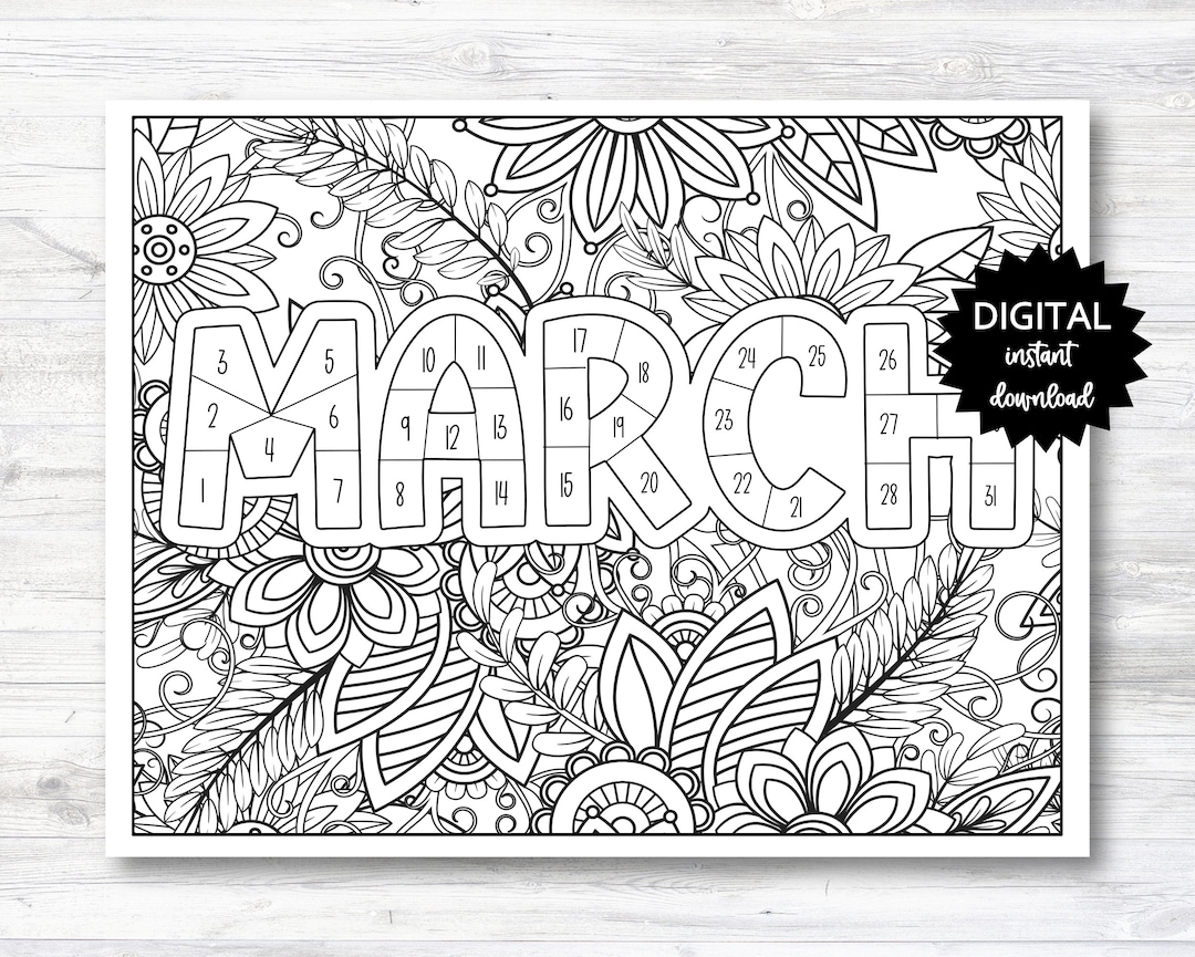 March Habit Tracker Coloring Sheet Printable, Month Habit Tracker ...