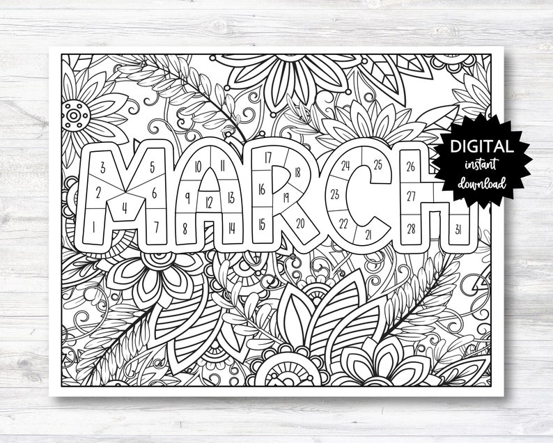 March Habit Tracker Coloring Sheet Printable, Month Habit Tracker ...