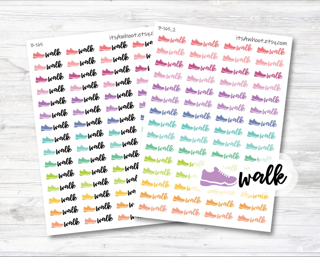 Walk Script Stickers With Shoe Icon, Walk Planner Stickers (B165) - Etsy