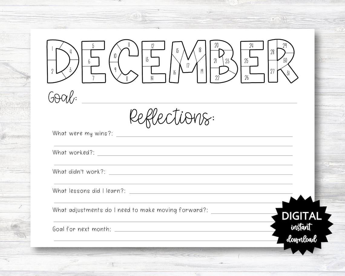December Habit Tracker Coloring Sheet Printable Month Habit - Etsy