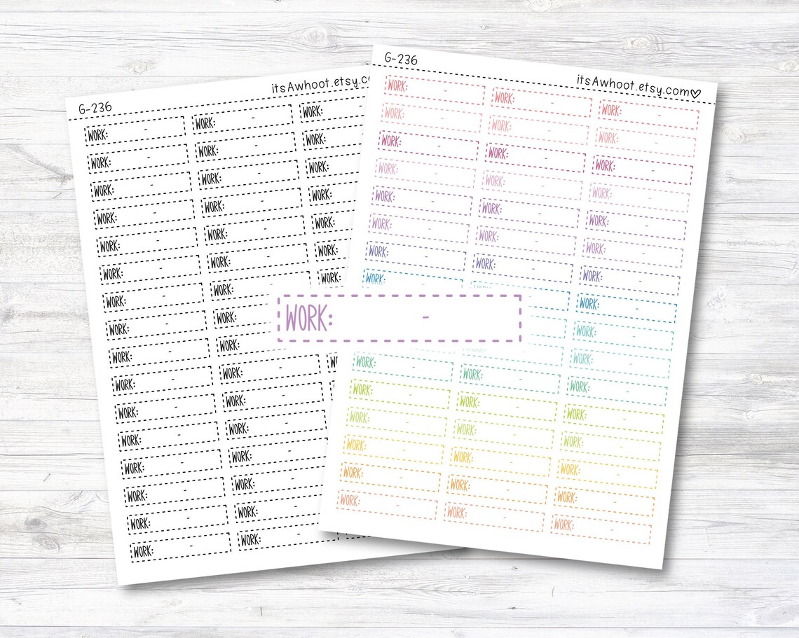 Work Planner Stickers, Work Schedule Stickers, Work Schedule Label ...