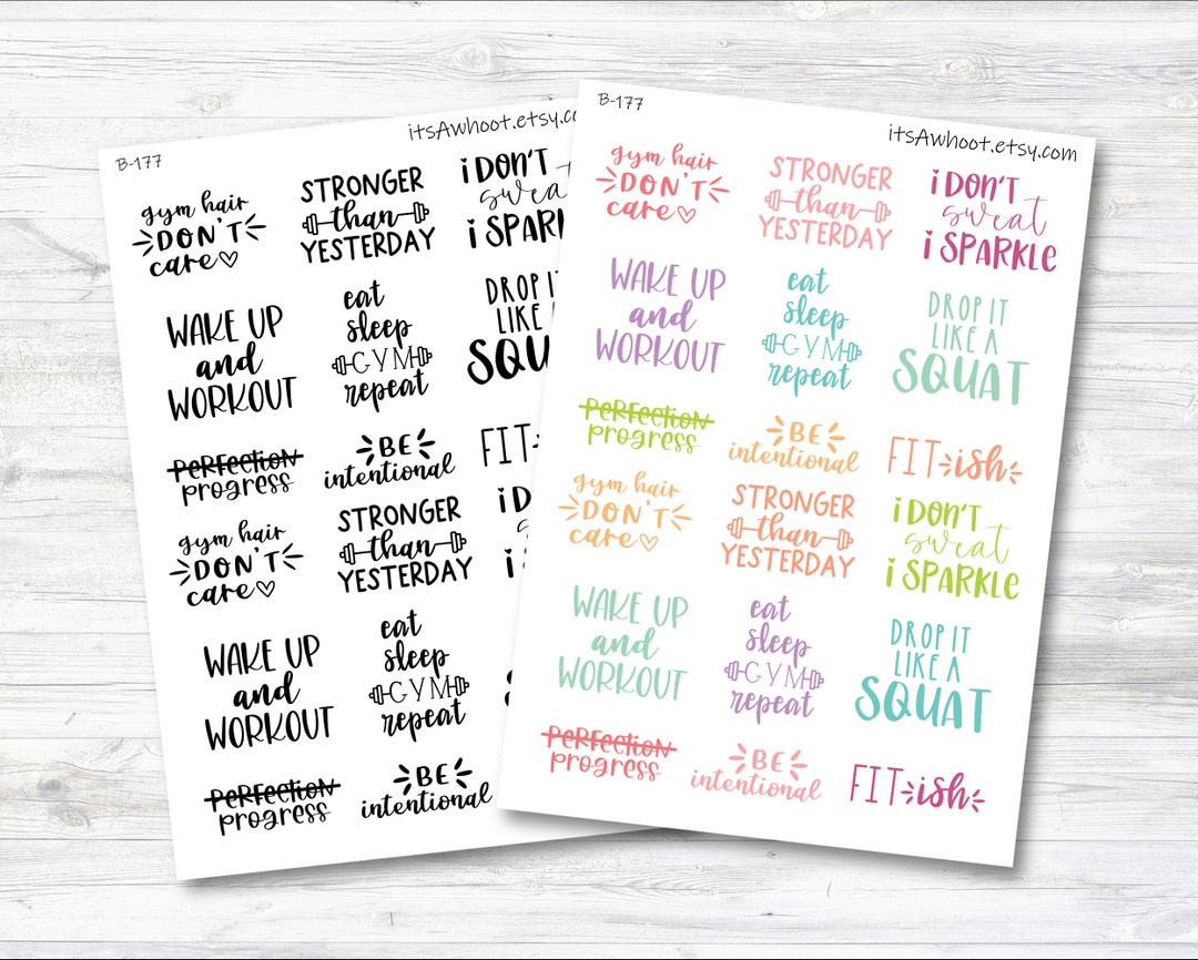 Gym Motivation Script Stickers (B177) - Etsy