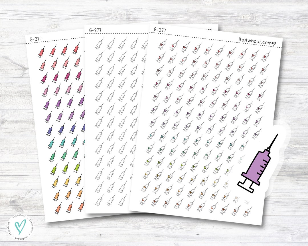 Shot / Syringe Stickers Doodle Planner Stickers (G277) - Etsy