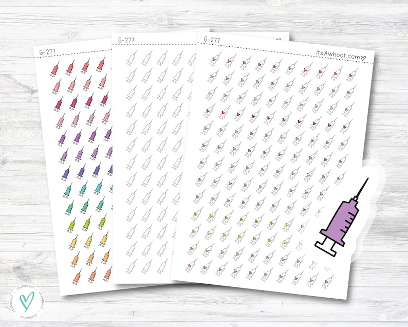Shot / Syringe Stickers Doodle Planner Stickers (G277) - Etsy