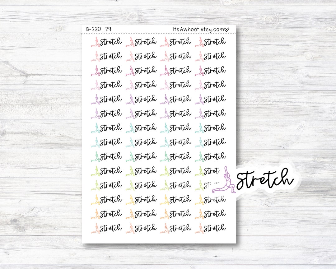 Stretch Script Stickers, Stretch Planner Stickers, Stretch With Icon ...