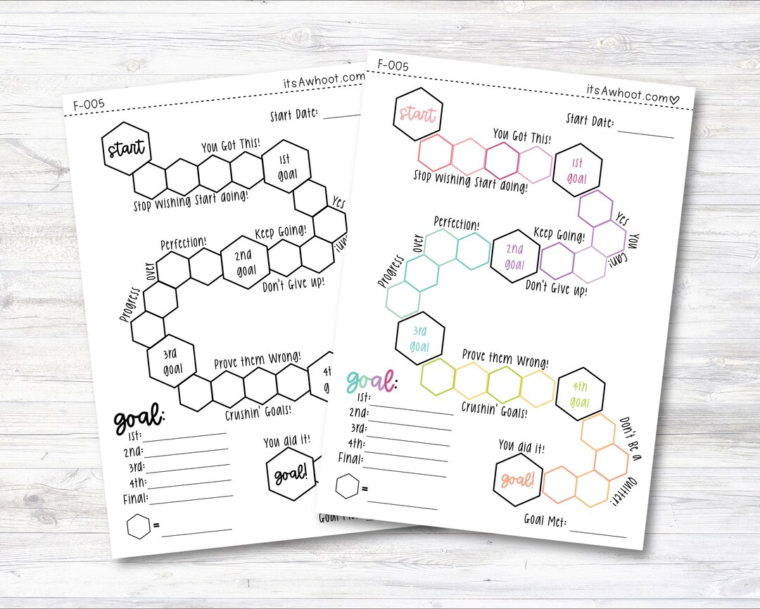 Goal Chart Dashboard Sticker, Hexagon Goal Tracking Sticker (F005) - Etsy