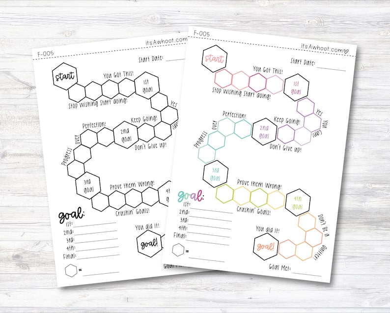 Goal Chart Dashboard Sticker, Hexagon Goal Tracking Sticker (F005) - Etsy