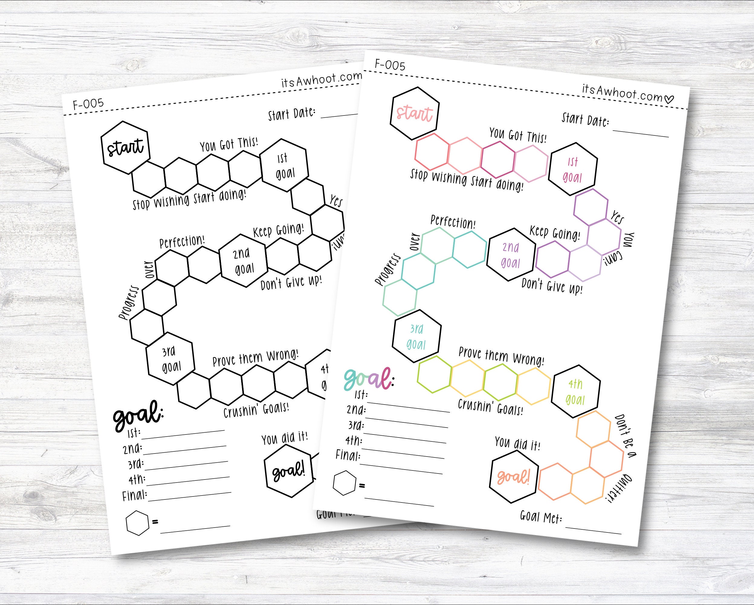 Goal Chart Dashboard Sticker, Hexagon Goal Tracking Sticker (F005) - Etsy