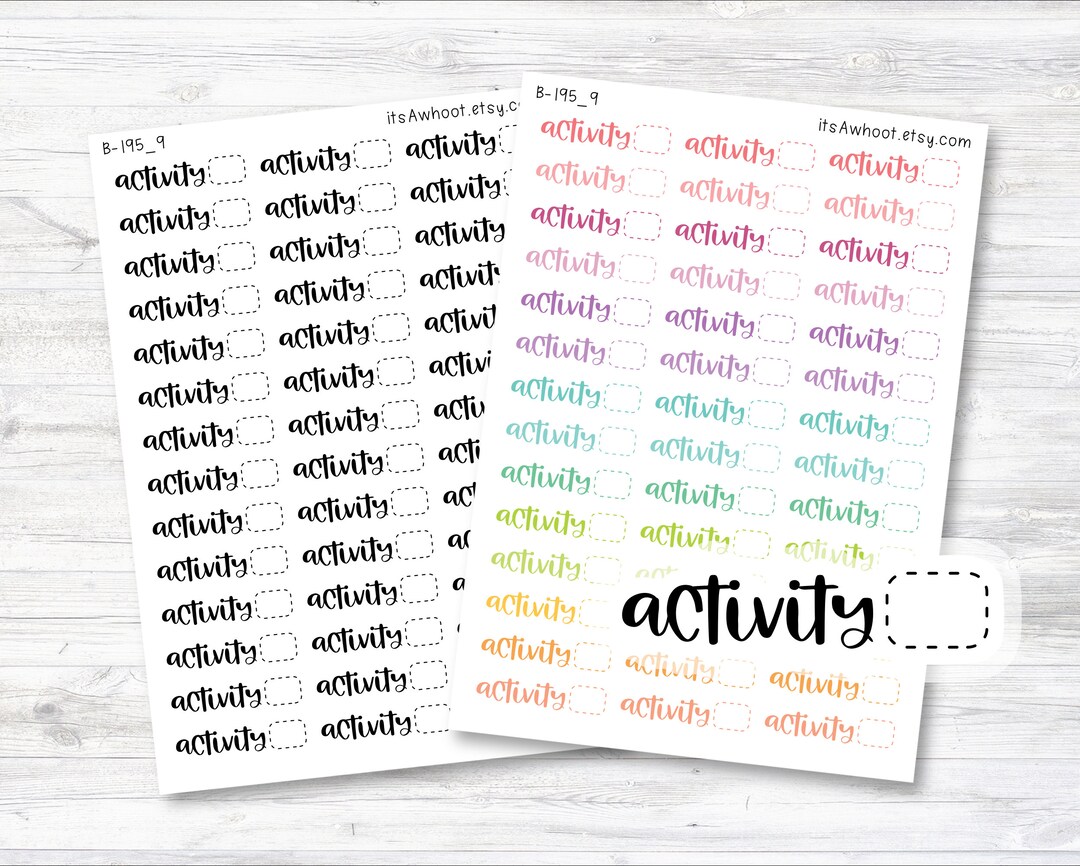 Activity Stickers, Activity Script Planner Stickers (B195_9) - Etsy