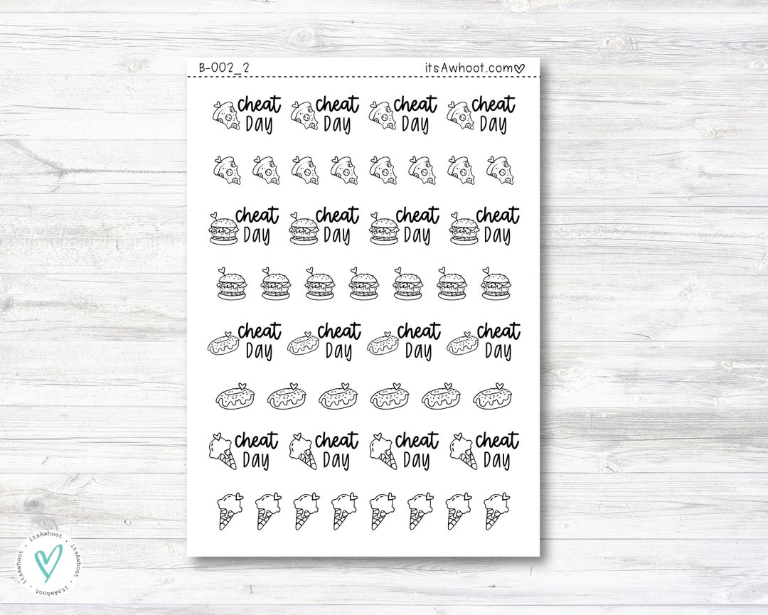 Cheat Day Stickers, Cheat Day Food Doodle Planner Stickers (B002_2) - Etsy