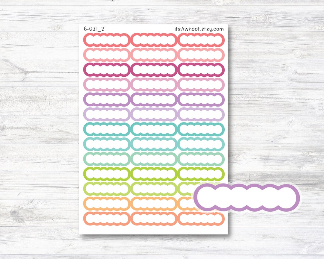 Scallop Label Planner Stickers - .4" Scallop Label (G031_2) - Etsy