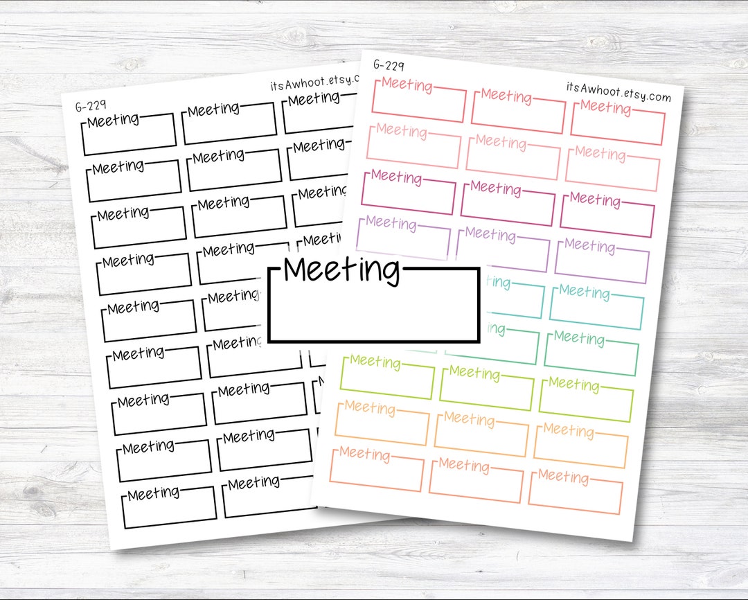 MEETING Planner Stickers, Meeting Box Label Sticker (G229) - Etsy
