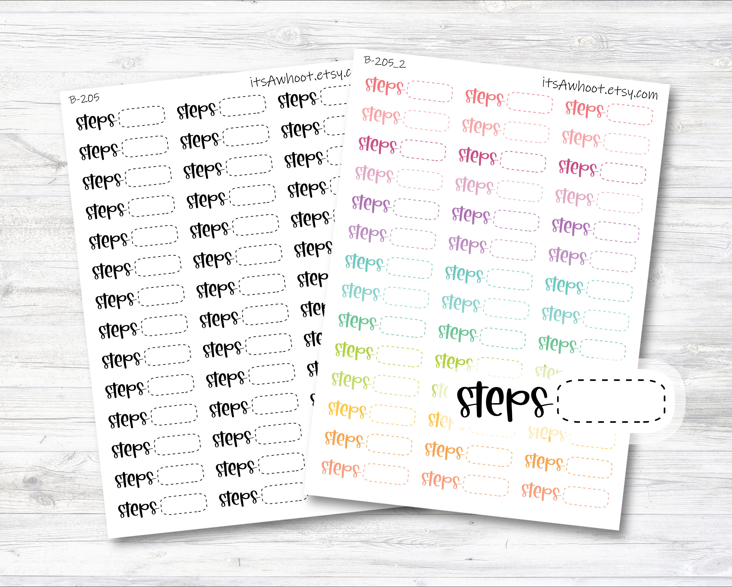 Steps Stickers Steps Script Planner Stickers Step Tracking - Etsy