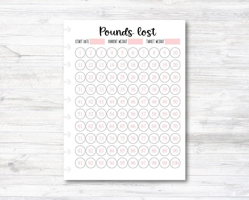 100 Pounds Lost Tracker Happy Planner Insert Classic Size M017 - Etsy