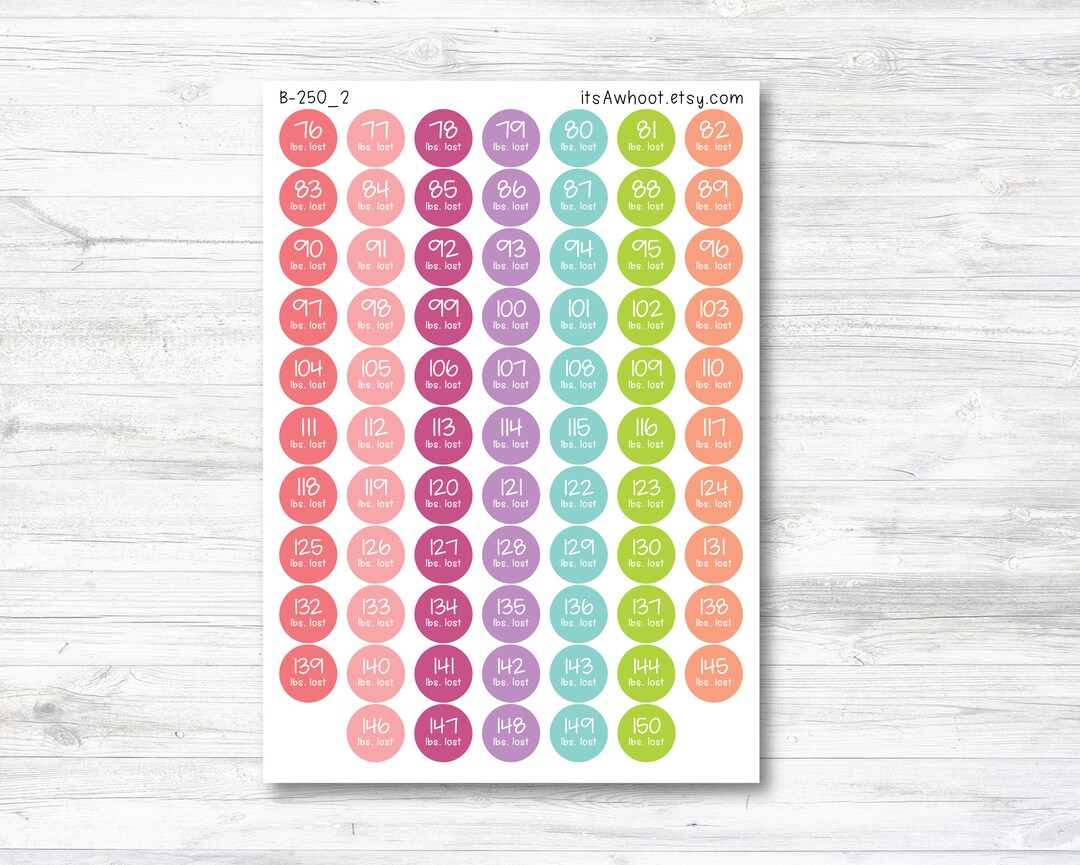 Weight Loss Milestone Stickers, Lbs. Lost Stickers, Pounds Lost ...