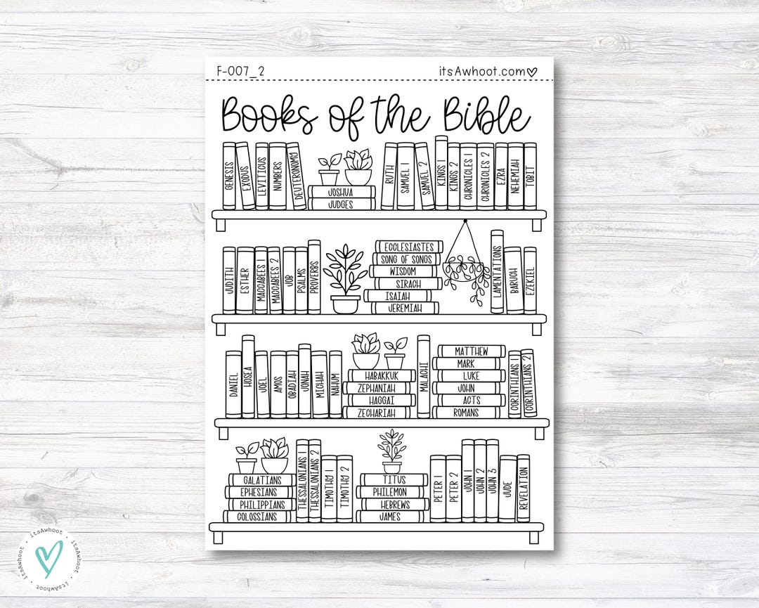 Books of the CATHOLIC Bible BOOK SHELF Tracker Dashboard Sticker ...