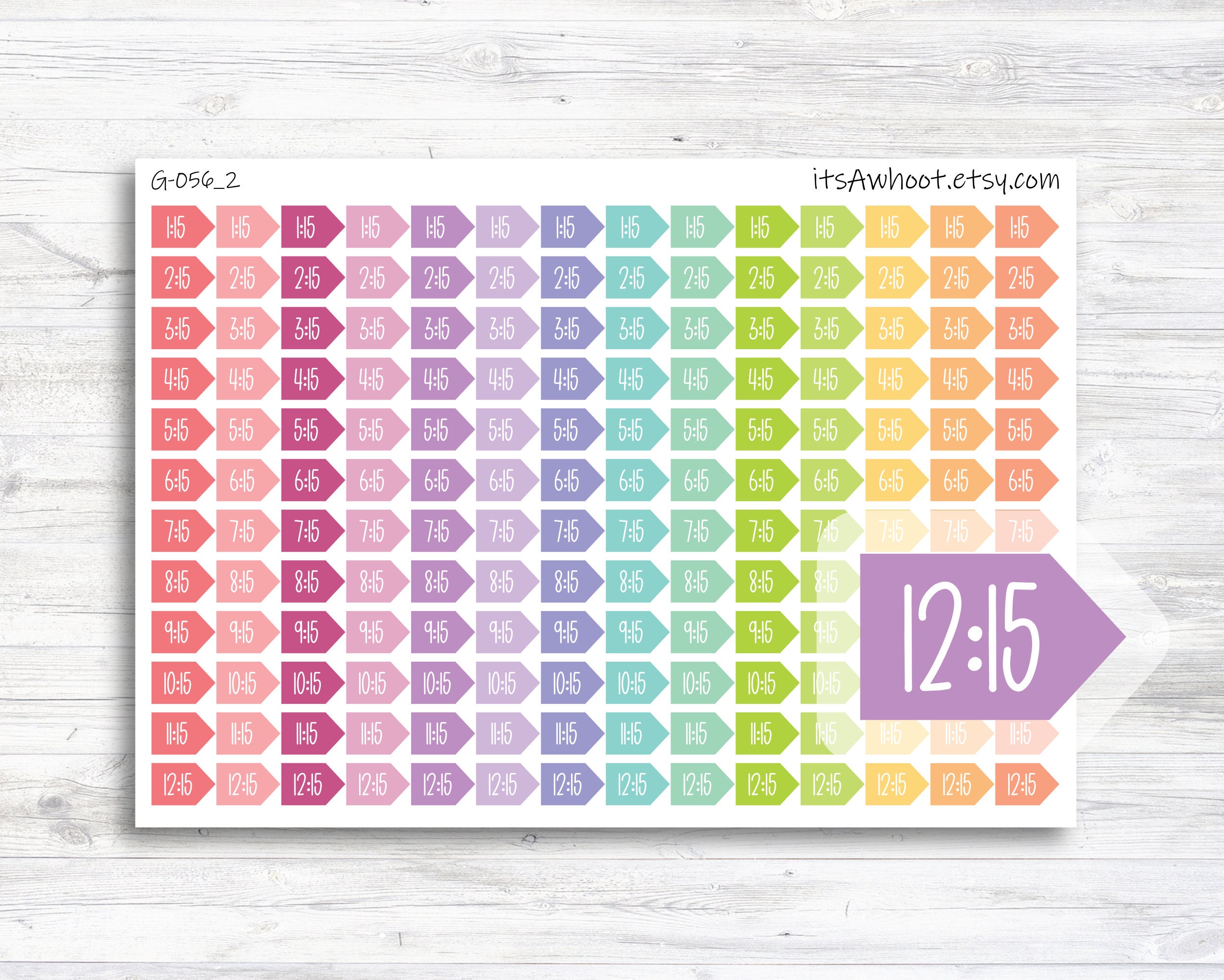 Appointment Time Arrow Planner Sticker 15 Minute Intervals - Etsy