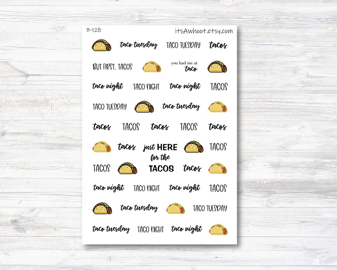 Taco Tuesday Stickers (B128) - Etsy