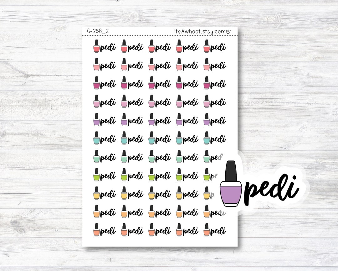Pedi Planner Stickers, Pedi Stickers With Nail Polish Icon (G258_3) - Etsy