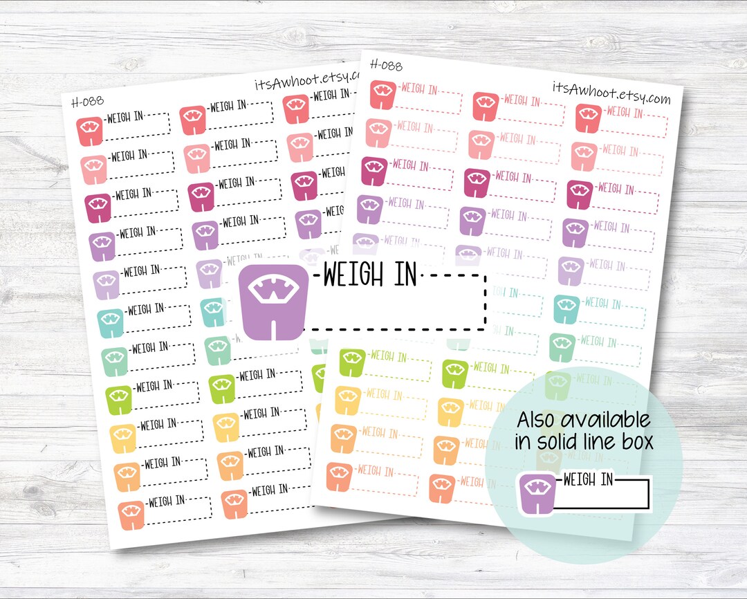 WEIGH IN With Scale Icon Quarter Box Label Planner Stickers, Weigh in ...