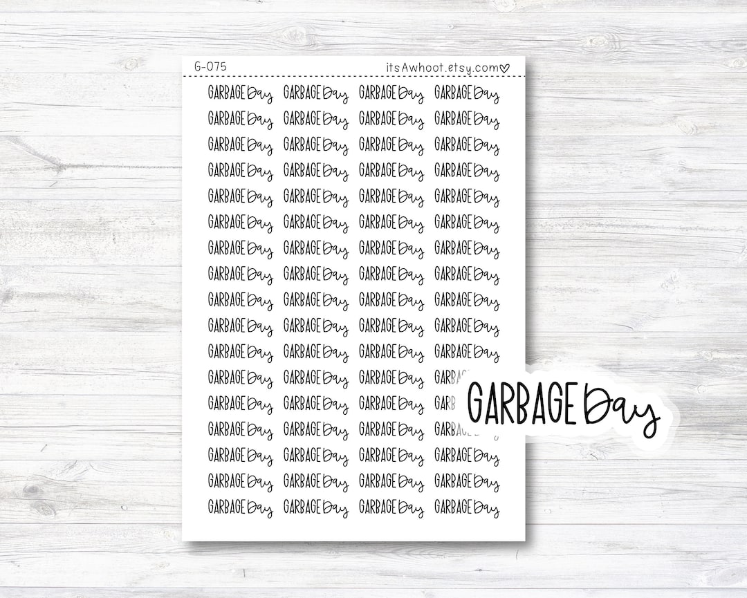 Garbage Day Stickers, Garbage Day Script Planner Stickers, Garbage Day ...