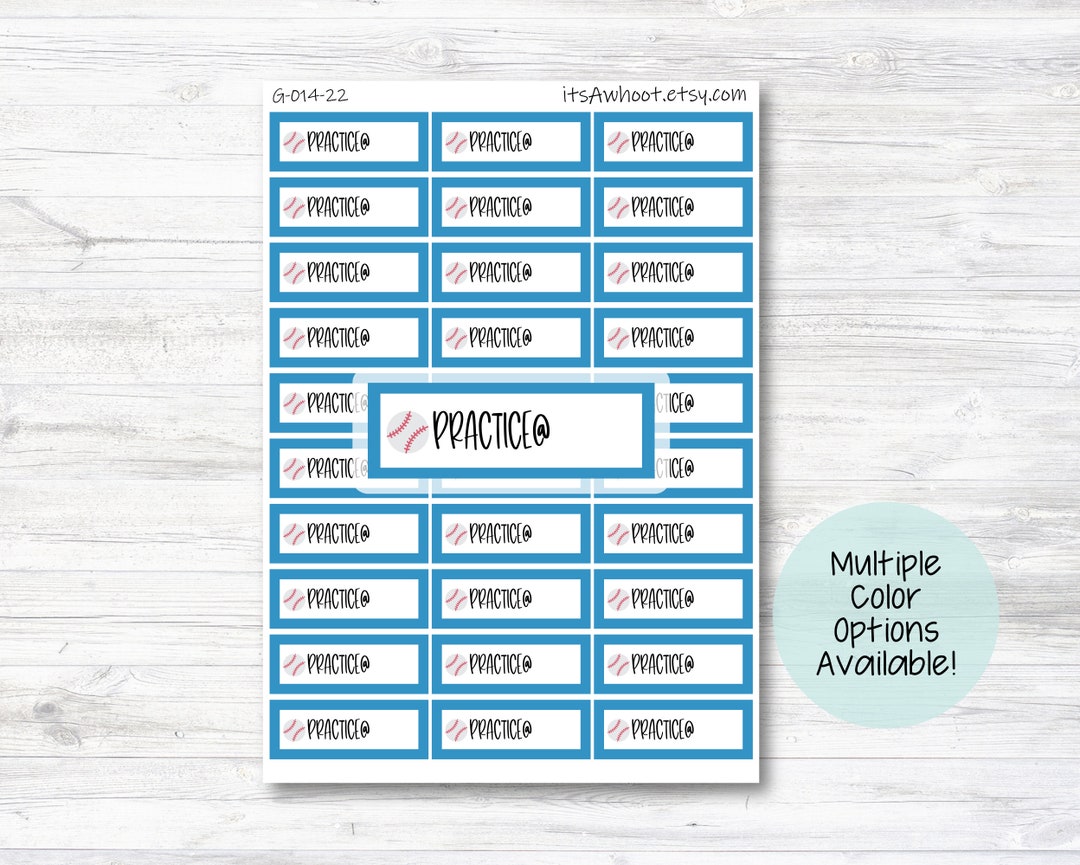 Baseball Practice Planner Label Stickers - Multiple Color Options (G014 ...