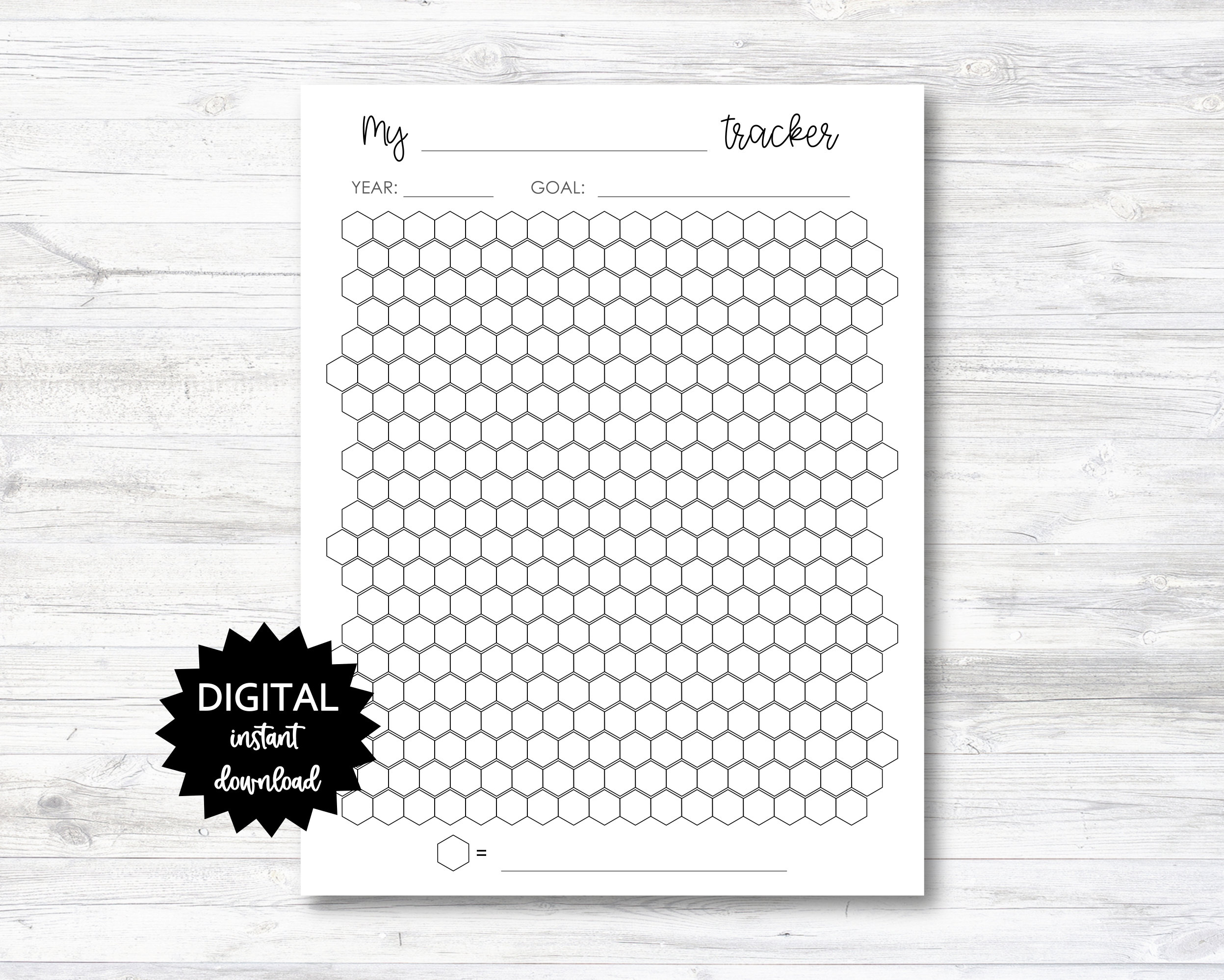 Year Hexagon Habit Tracker Printable, Year Habit Tracker, 365 Days to ...