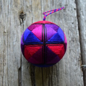 Japanese Kousa Temari Traditional Embroidered Thread Ball, Jewel Tones ...