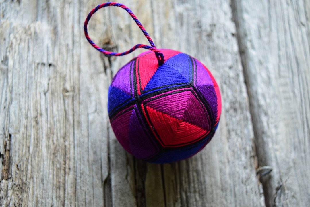 Japanese Kousa Temari Traditional Embroidered Thread Ball, Jewel Tones ...