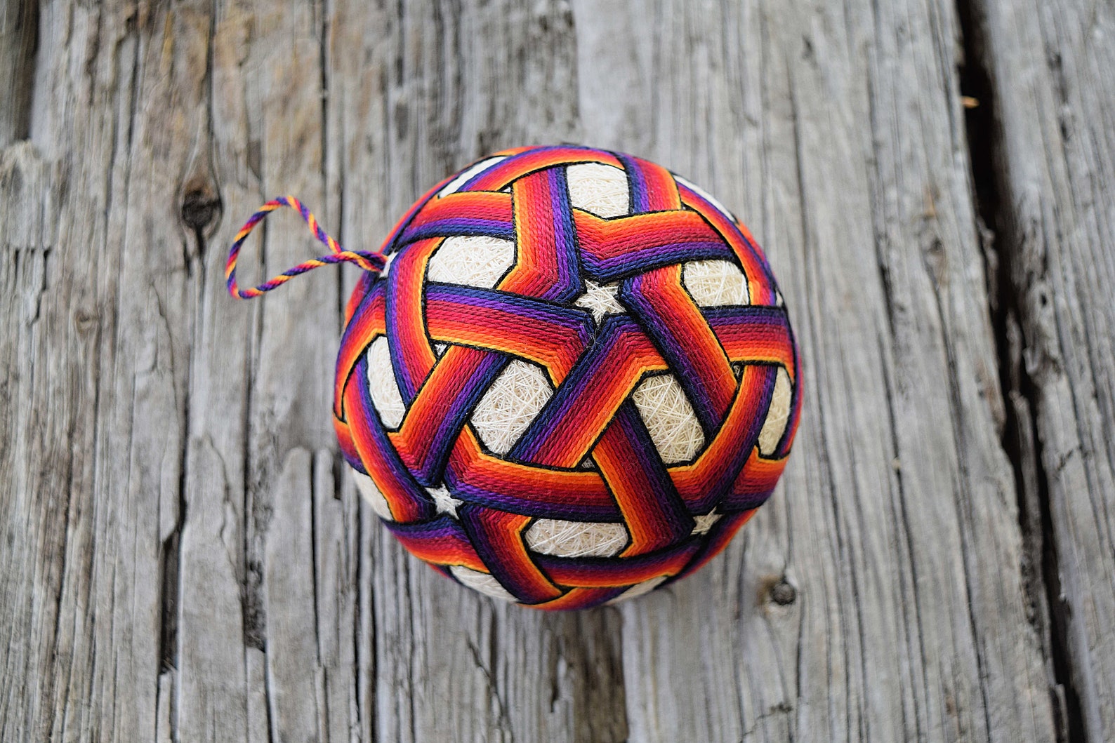 Dark Rainbow Star Temari Ball, Traditional Japanese Folk Craft Temari ...