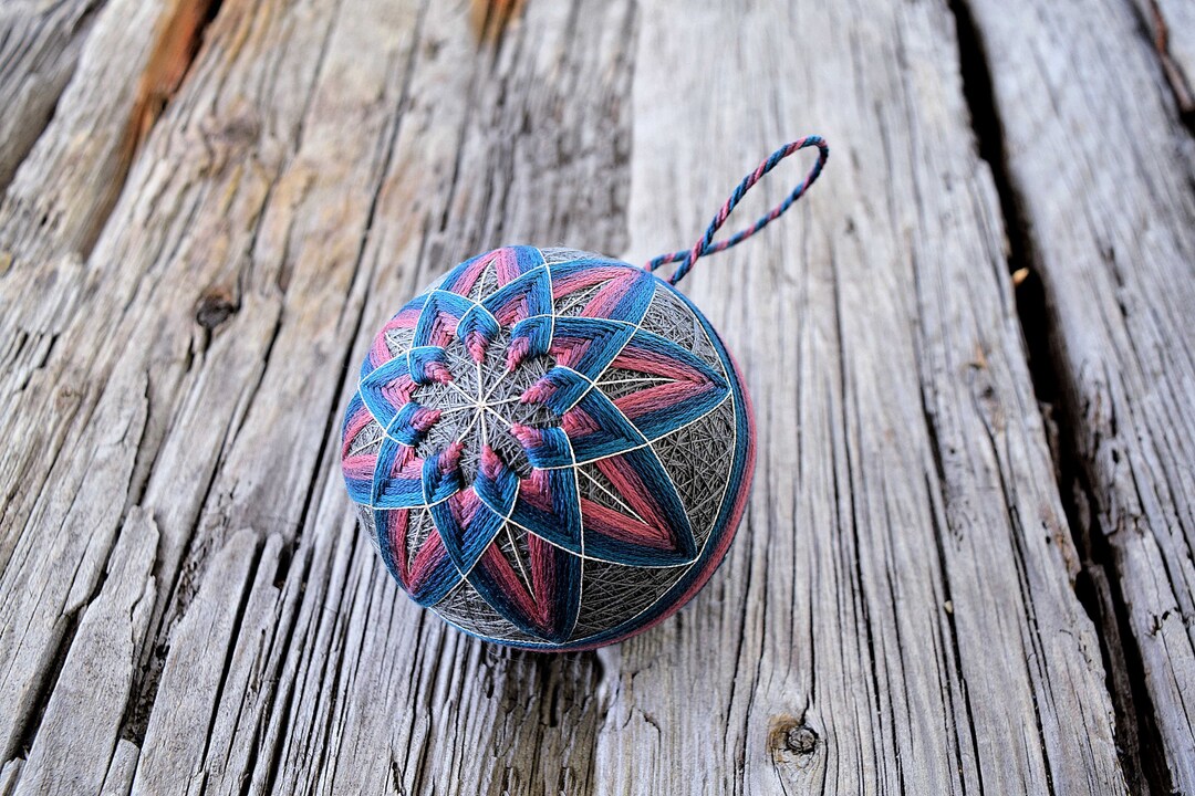 Teal and Pink Temari Ball, Cotton Candy Japanese Temari Ball, Japanese ...
