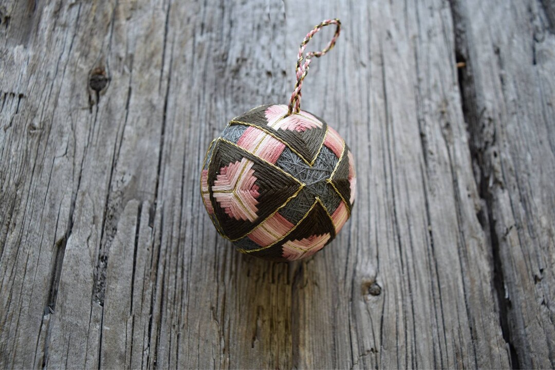 Mirika Pink and Brown Temari, Japanese Temari Ball, Interlocking Kousa ...