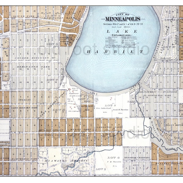 Lake Harriet Map Art - Etsy
