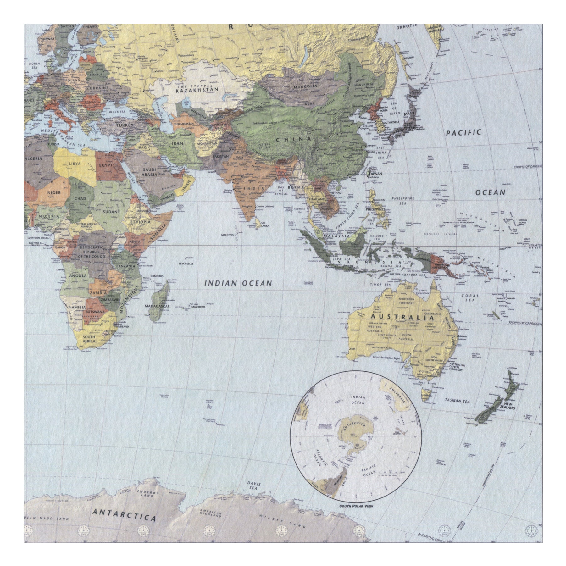 This is a hand painted Modern Map of the World, Political Map of the ...