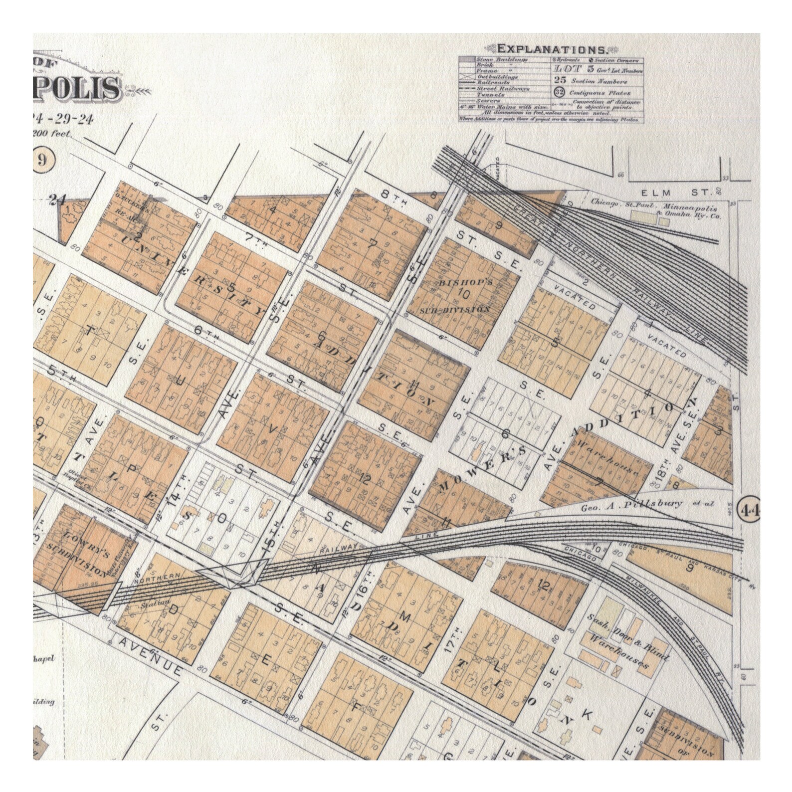 Hand Painted Map of Minneapolis, 1892 / University of Minnesota ...