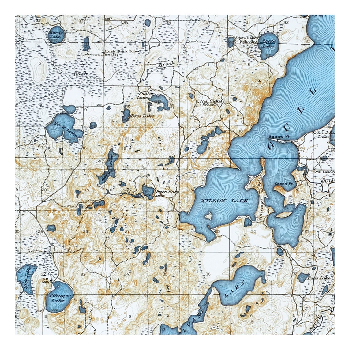 Hand Painted Map of Gull Lake, Minnesota, 1919 / Vintage Gull Lake Map ...
