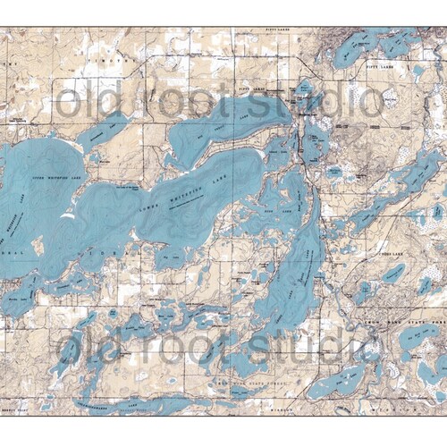 Whitefish Chain of Lakes Minnesota Depth Map Print | Etsy