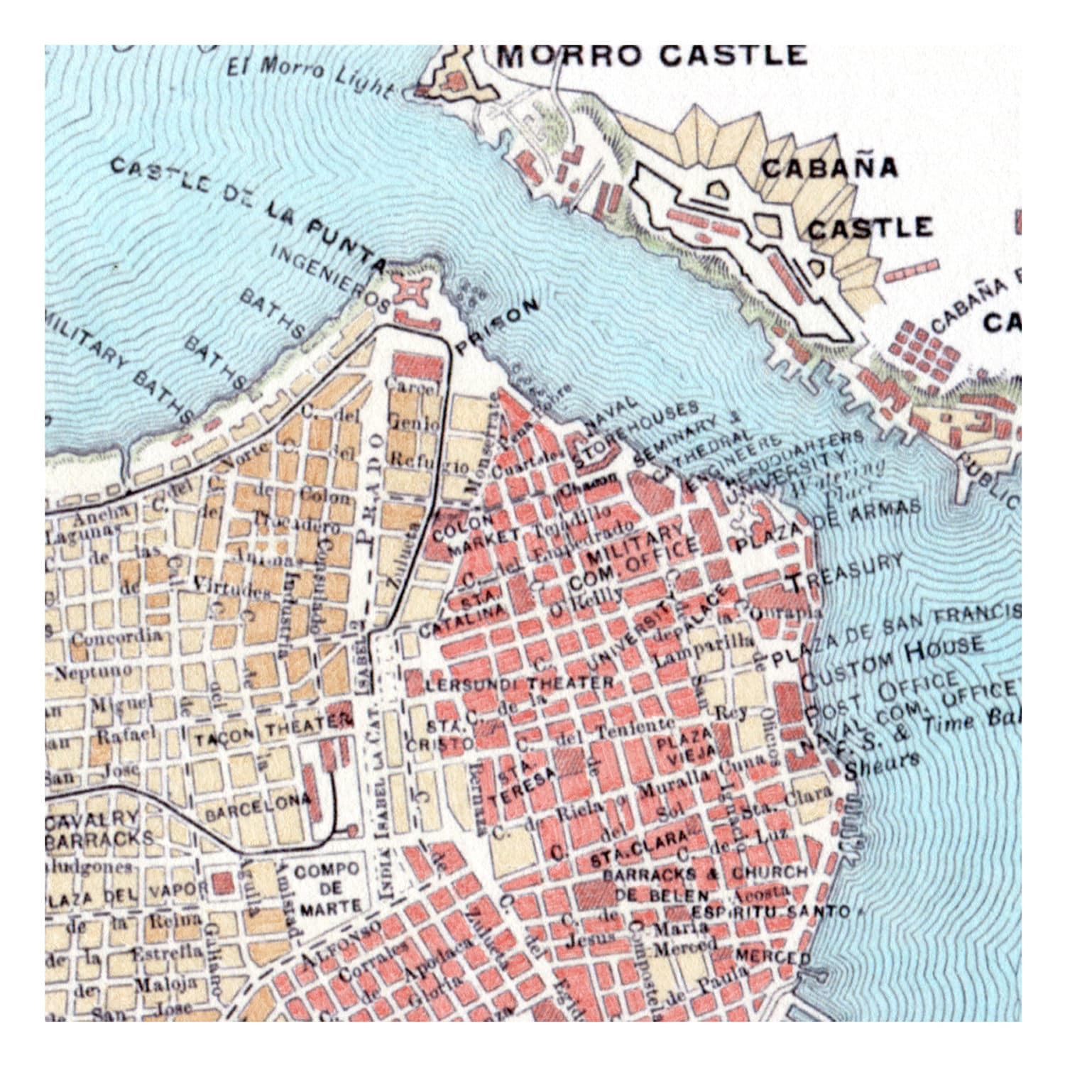 Hand Painted Map of Havana, Cuba 1898 / Vintage Havana / Havana Map ...