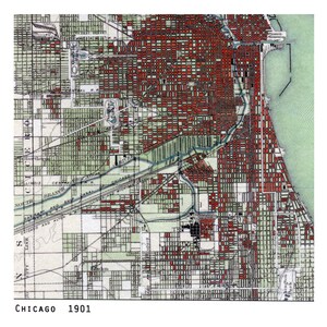Hand Painted Map of Chicago, 1901 / Retro Chicago Map / Vintage Chicago ...