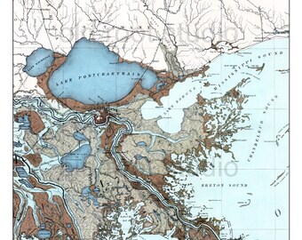 Borgne Lake Map - Etsy