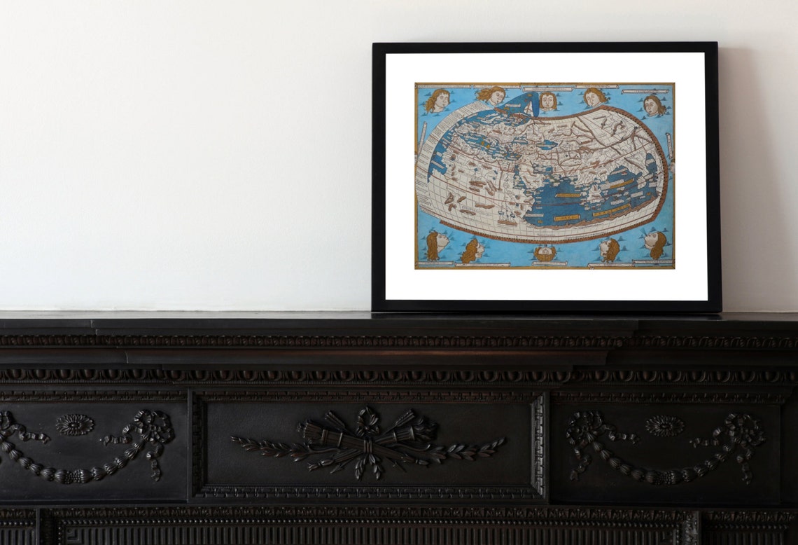 Hand Painted Map of the World, Claudius Ptolemy's "the World" 1482 ...