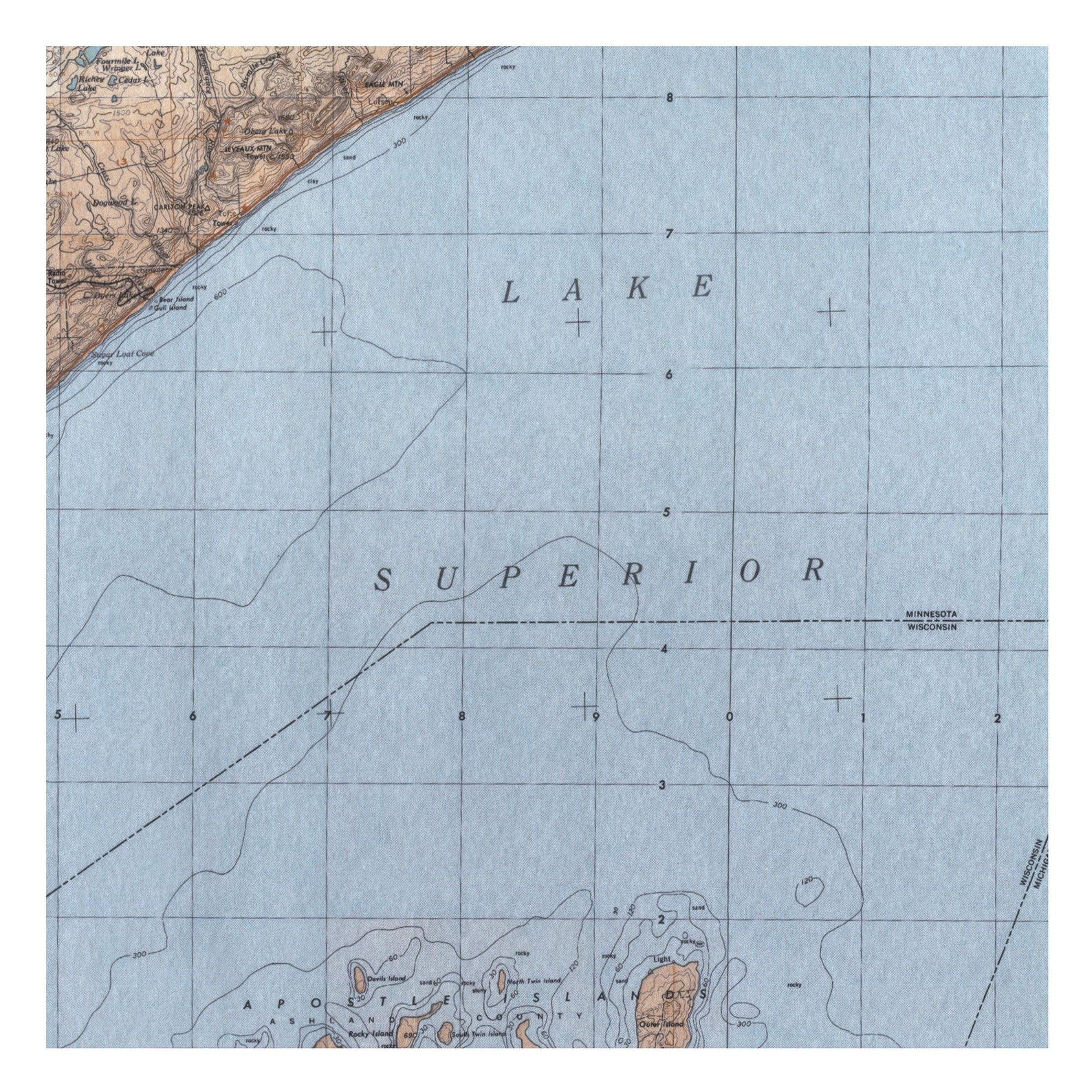 Hand Painted Map of the North Shore, Lake Superior, Minnesota, 1954 ...