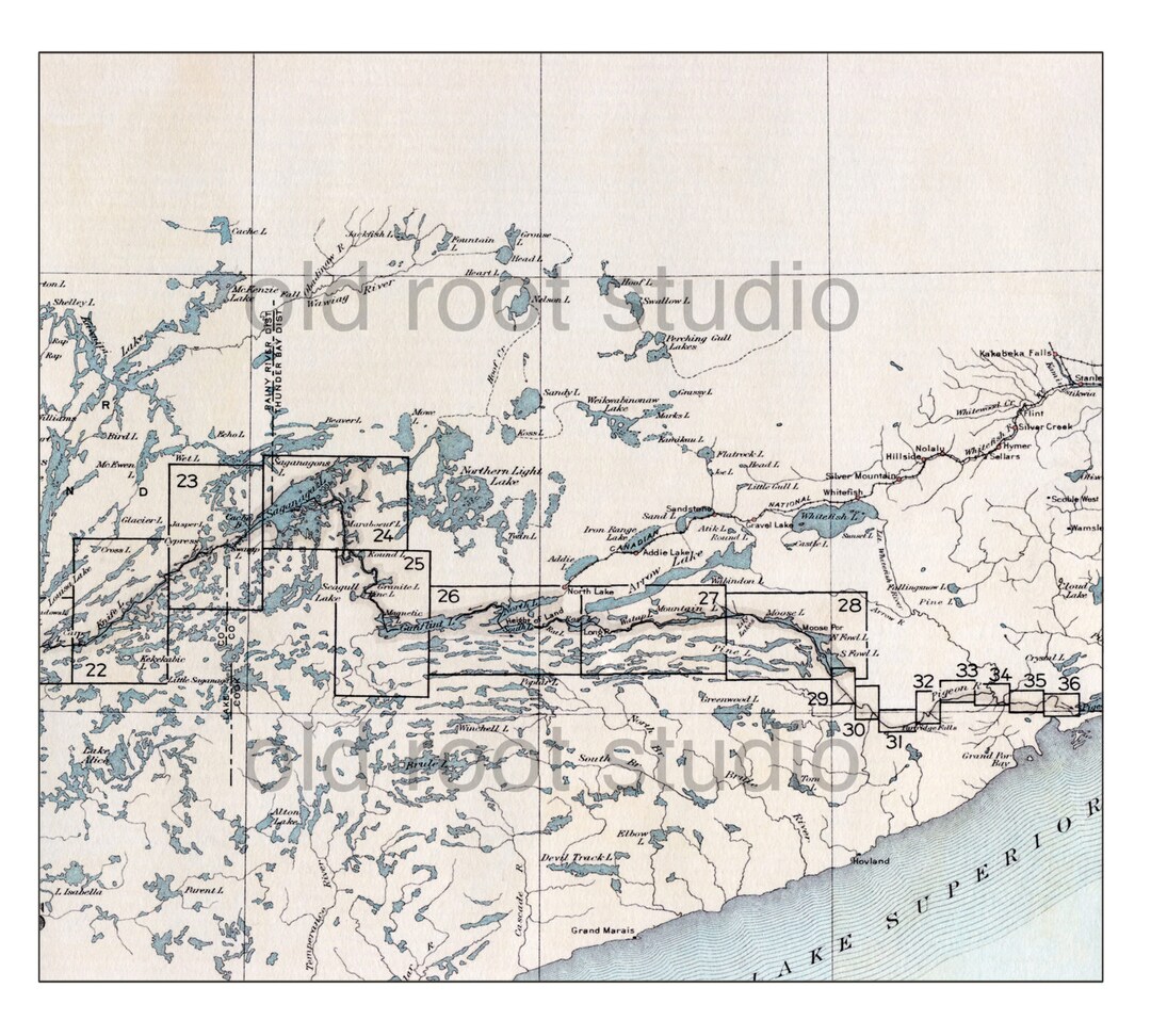 Hand Painted Map of the Boundary Waters Canoe Area, East, Minnesota ...