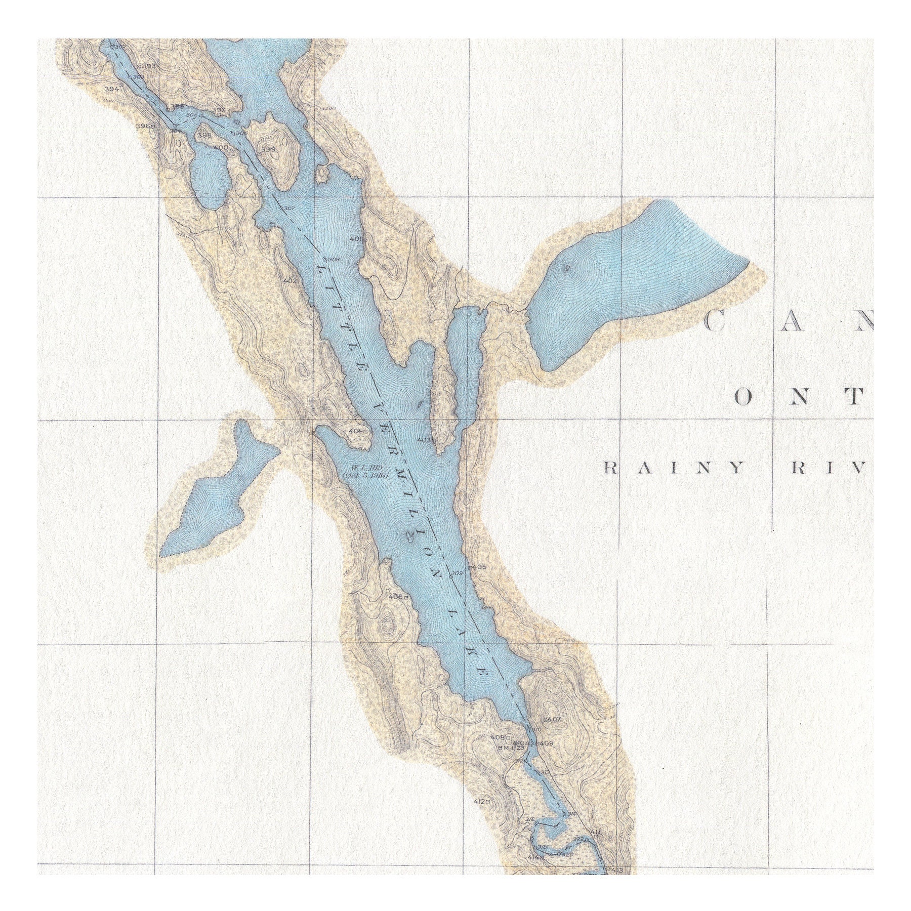 Hand Painted Map of Loon Lake, Little Vermillion Lake and Lac Lacroix ...