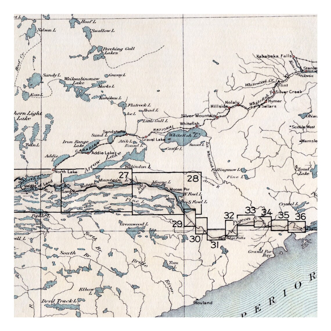 Hand Painted Map of the Boundary Waters Canoe Area, East, Minnesota ...