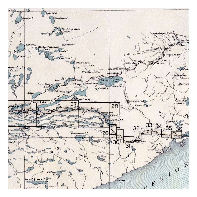 Hand Painted Map of the Boundary Waters Canoe Area, East, Minnesota ...