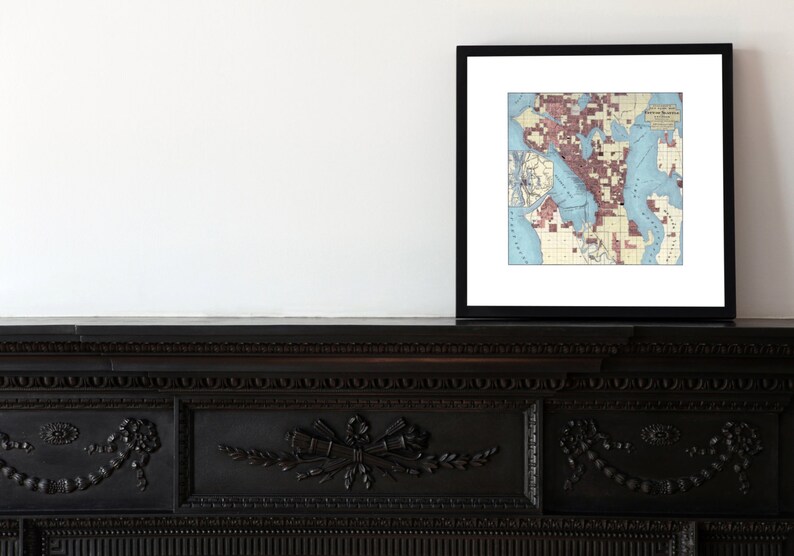 Hand Painted Map of Seattle, Washington, 1890 / Retro Seattle Map ...