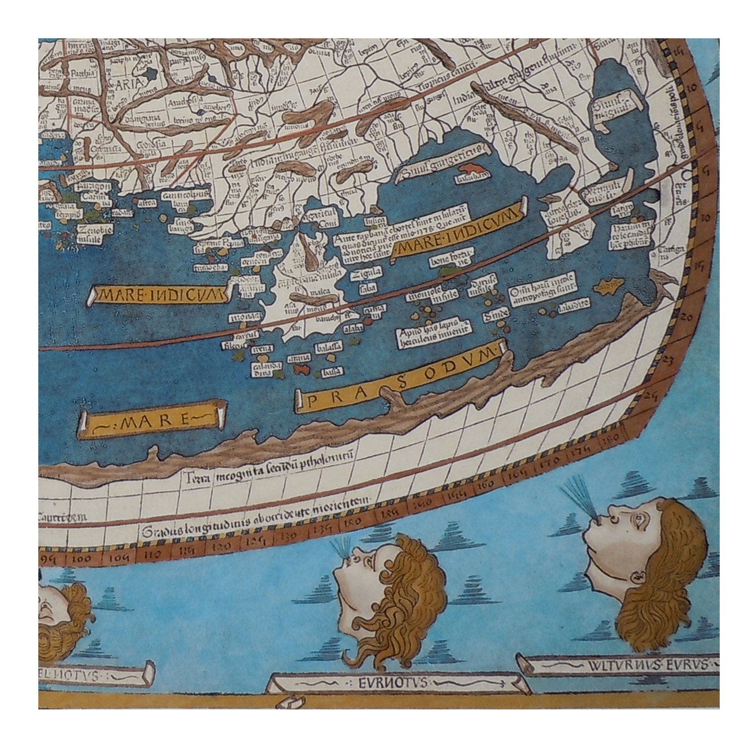 Hand Painted Map of the World, Claudius Ptolemy's "the World" 1482 ...