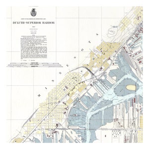 Hand Painted Map of the Duluth Superior Harbor, Minnesota, Wisconsin ...