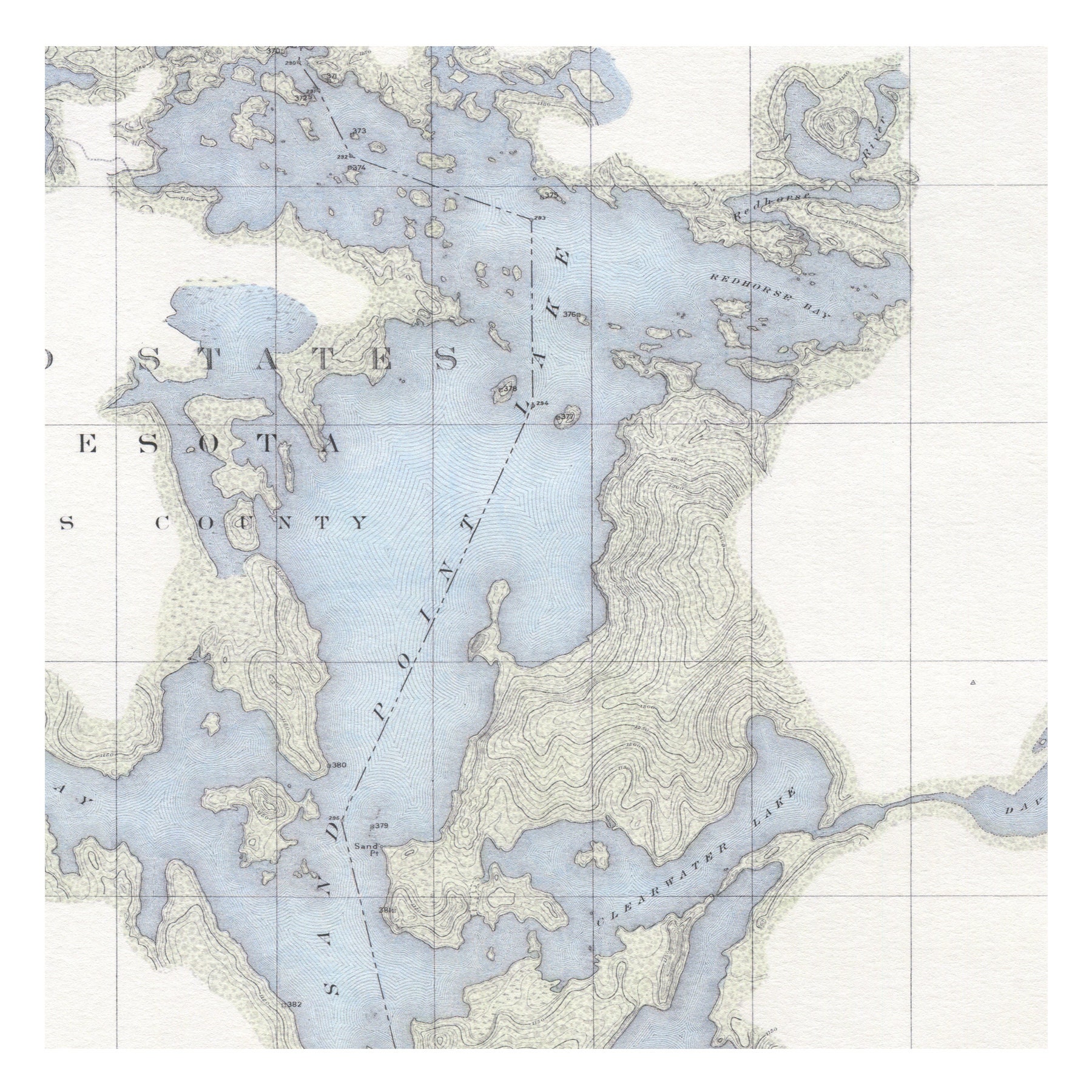 Hand Painted Map of Sand Point Lake, Namakan Lake, 1928 / BWCA / North ...